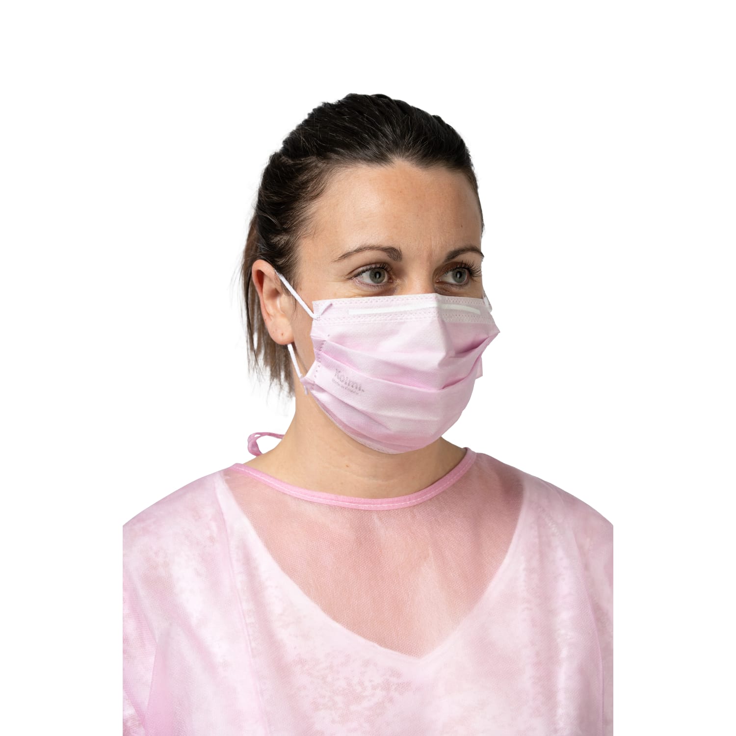 Masque médical à élastiques rose Type IIR Kolmi | Paredes