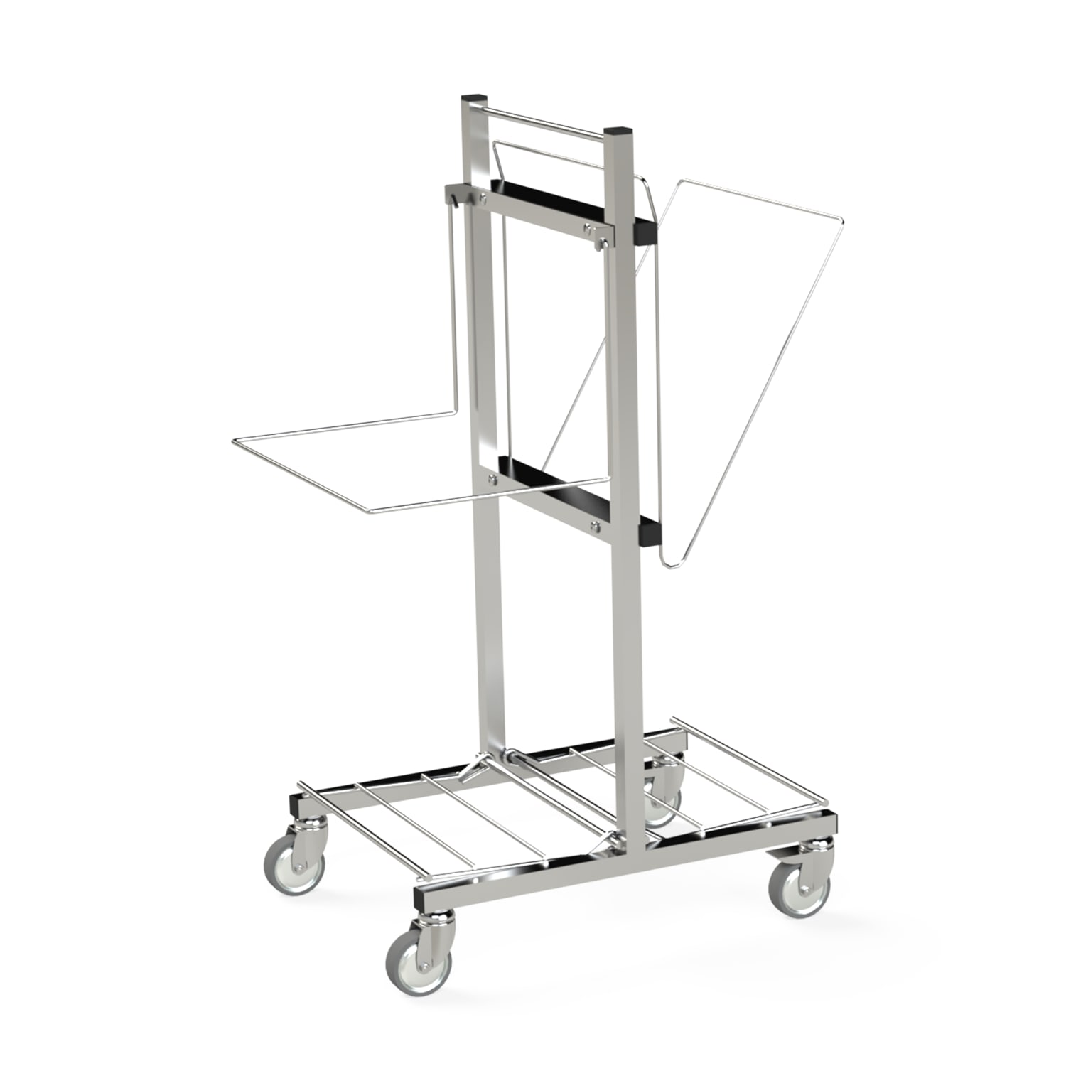Chariot double supports sacs, carton ou fût DASRI inox Villard | Paredes