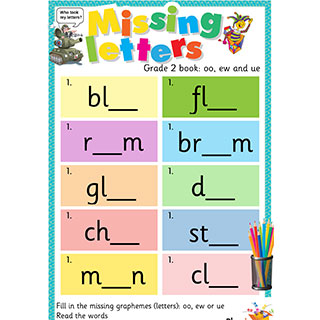 Freebie Activity oo, ew and ue - Missing Letters - Phonix In A Box