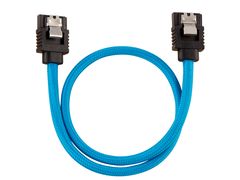 Corsair Premium Sleeved SATA 6Gbps 30cm Cable — Blue | SATA Cables ...
