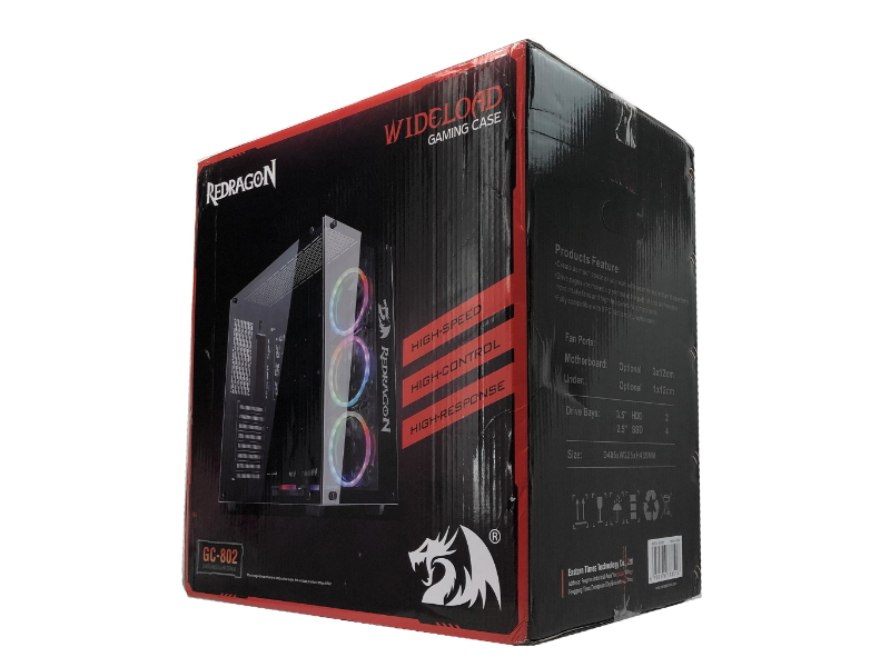 Redragon Wideload RGB Tempered Glass Front/Side Panel Full Tower Case ...