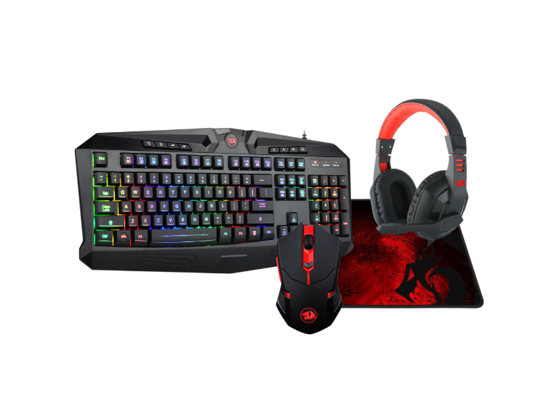 Redragon 4-in-1 RGB Essentials Bundle (Includes Harpe Keyboard ...