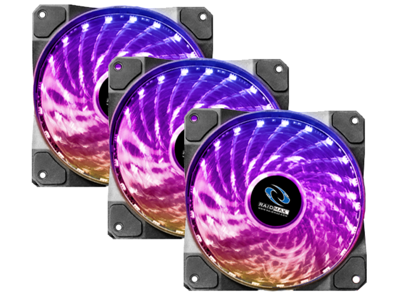 Raidmax 3 x 120mm 1200RPM RGB LED Case Fan Pack | PC Case Fans ...