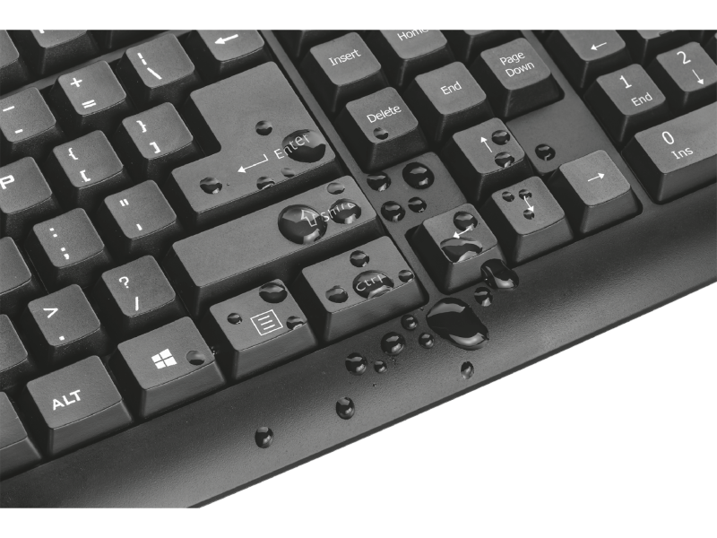 Trust Ziva Spill Resistant USB Wired Black Keyboard | Keyboards ...