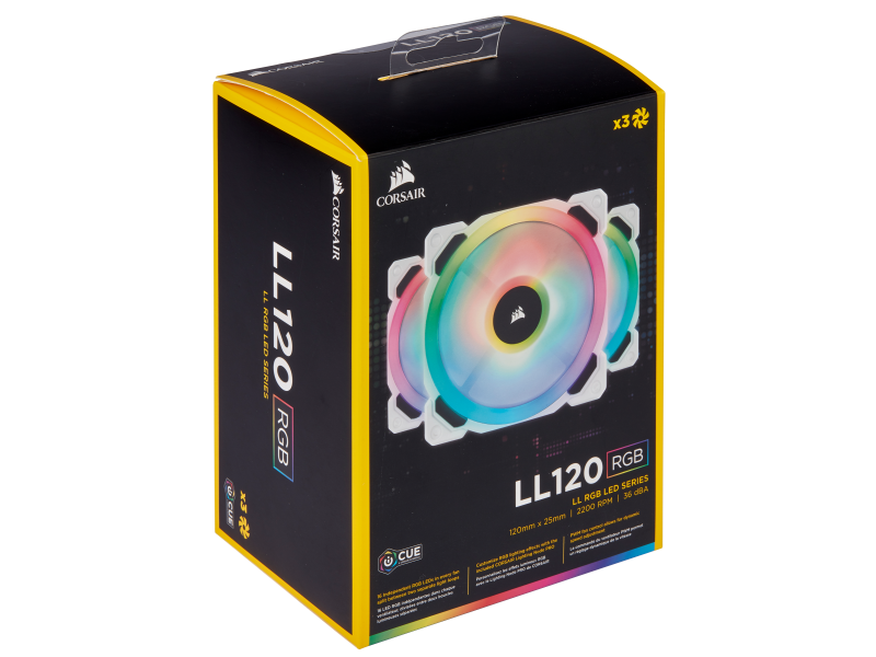 Corsair LL120 3 x 120mm RGB 2200RPM PWM Dual Light Loop White Fan Pack ...