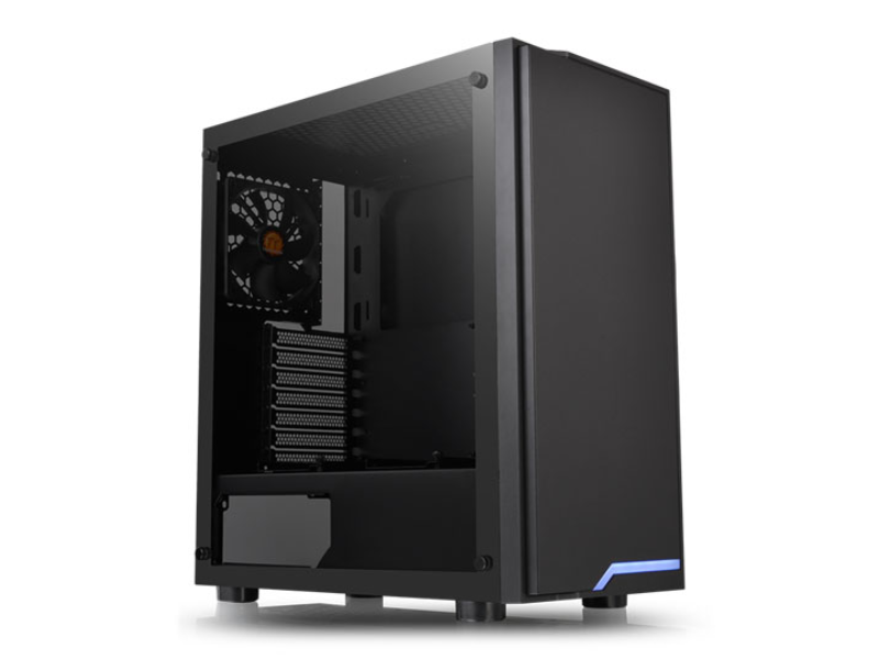 Thermaltake H100 Tempered Glass Blue LED Black Mid Tower Desktop PC ...