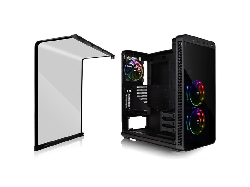 Thermaltake View 37 Curved Window RGB Black Mid Tower Desktop PC Case ...