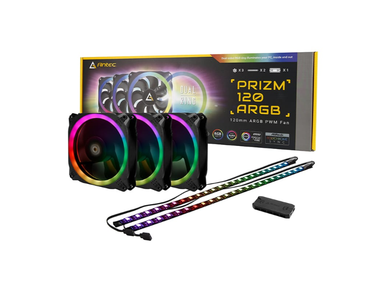 Antec Prizm ARGB Kit (Includes 3x 120mm ARGB Fans 2x ARGB LED Strips 1x ...