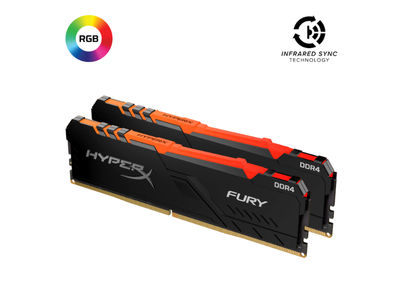HyperX Fury RGB 16GB (2 x 8GB) DDR4-3600MHz CL17 Black Gaming Memory ...
