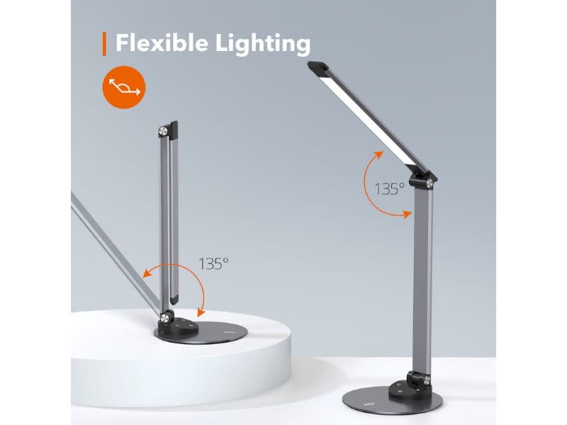 Taotronics LED 420 Lumen Desk Lamp with USB 5 V/2A Charging Port - Iron ...