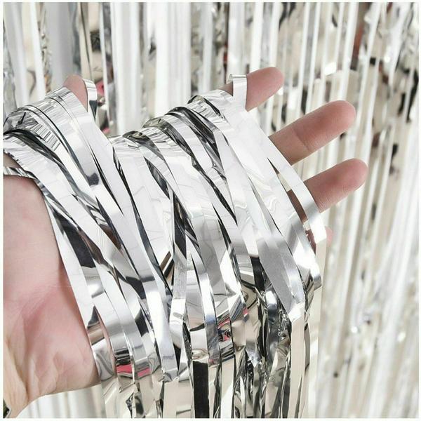 Silver Foil Fringe Backdrop - Party Supplies - PartyLady
