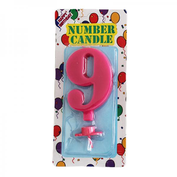 Pink Number Candle 9 - Party Supplies - PartyLady