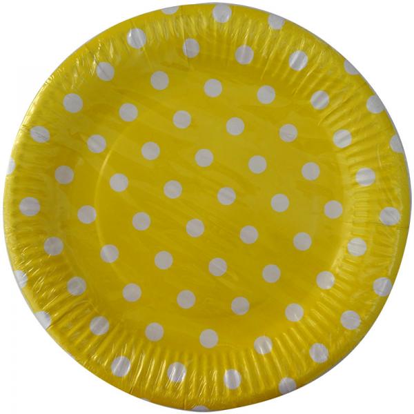 Yellow Dotted Paper Plates (10) - Party Supplies - PartyLady