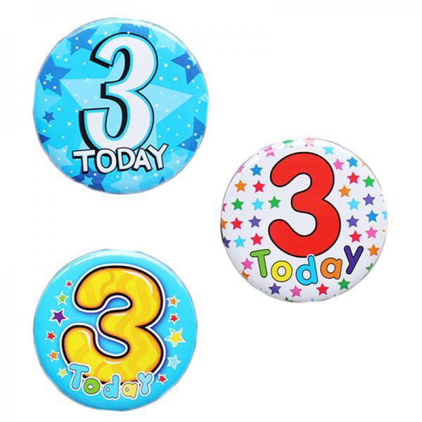 Happy 3rd Birthday Badge Boy Design - Party Supplies - PartyLady