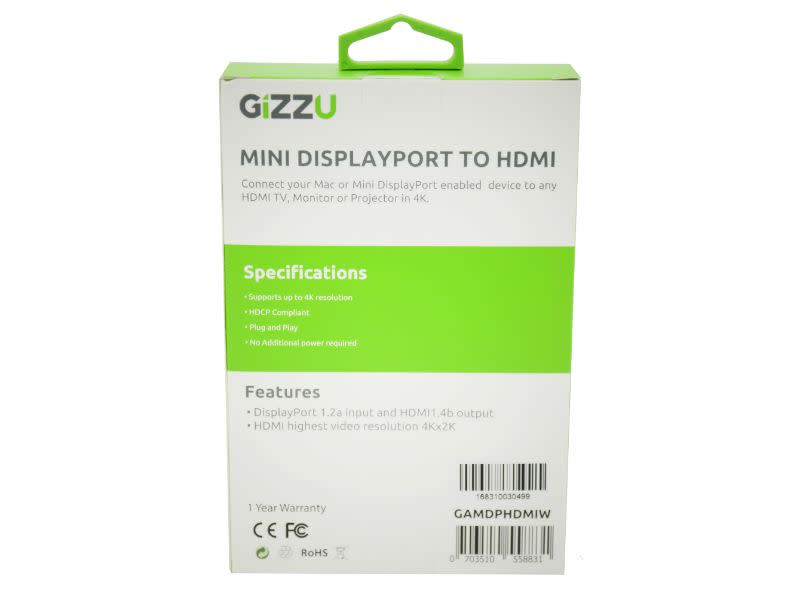 GIZZU Mini Display Port to HDMI Adapter - White | Adapters | Dreamware ...