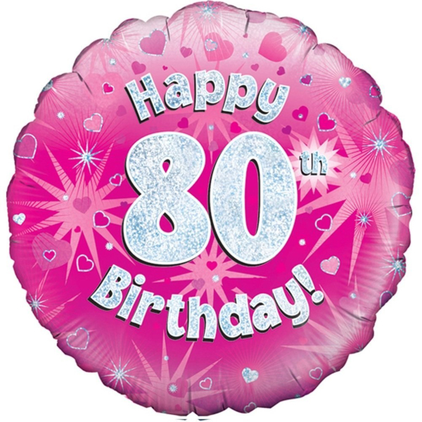 Pink Happy Birthday Foil Balloon 80th - Party Supplies - PartyLady