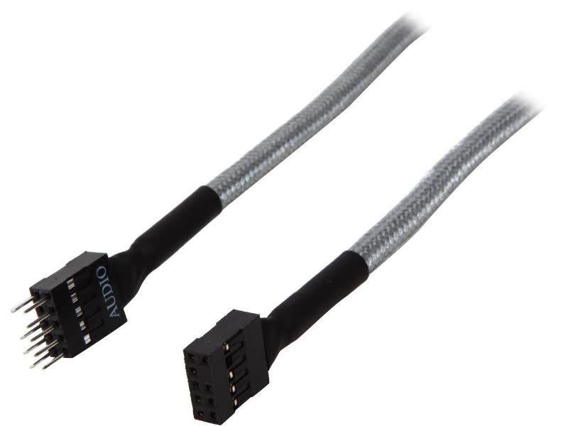 BitFenix Alchemy Multisleeved 9-Pin Audio Extension Cable 30cm Silver ...