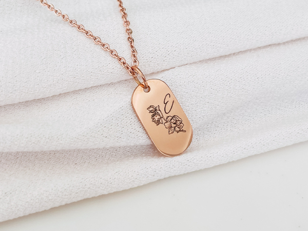 Oval Statement Necklace - Floral Initial - Tora Grace