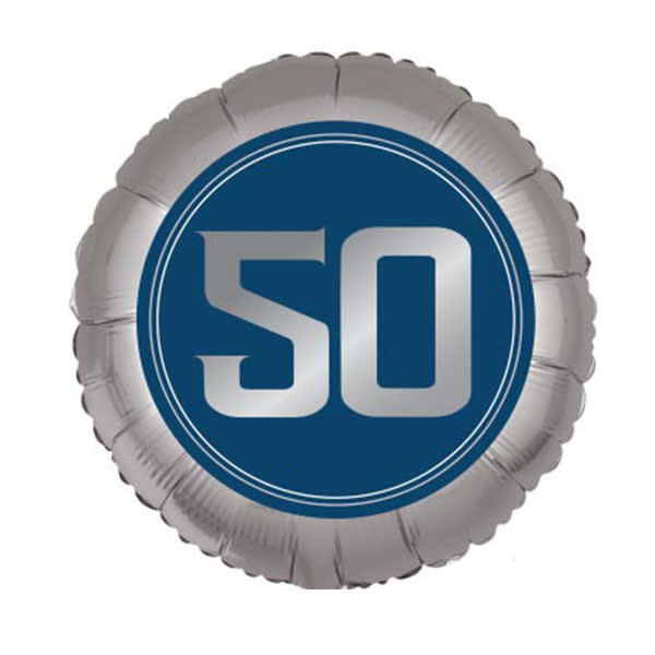 Silver and Blue Happy 50th Birthday Foil Balloon - Party Supplies ...