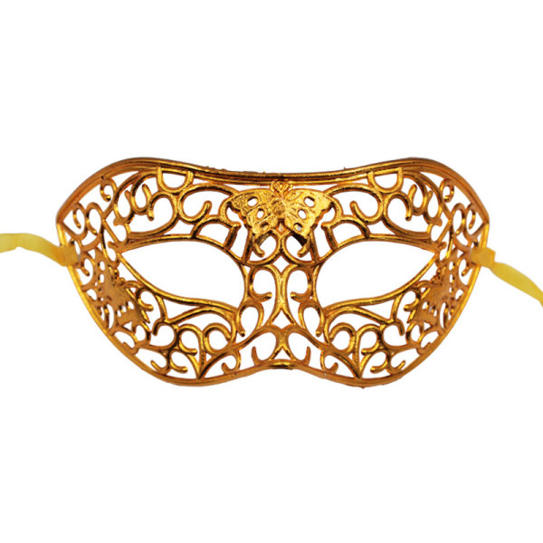 Plastic Colour Opera Mask - Gold - Party Supplies - PartyLady