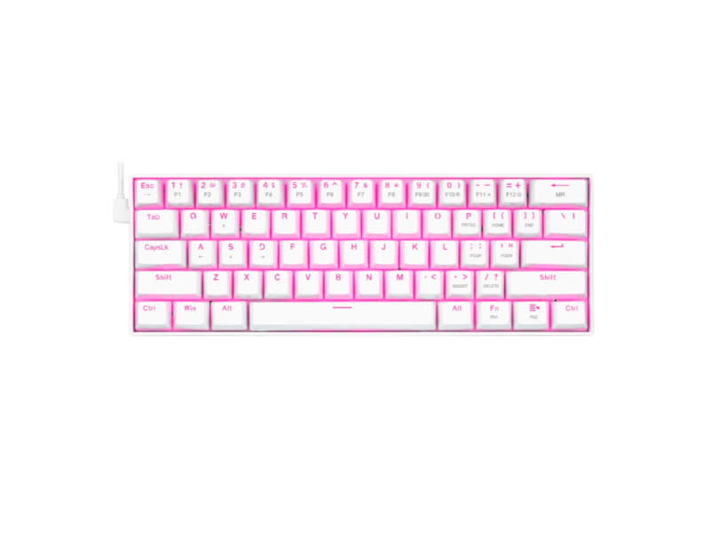 Redragon K630 Dragonborn 60% Pink LED Mechanical White Gaming Keyboard ...