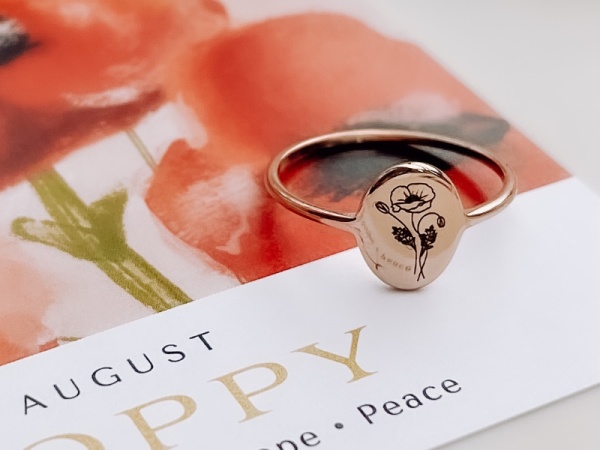 Birth Flower Signet Ring - Tora Grace
