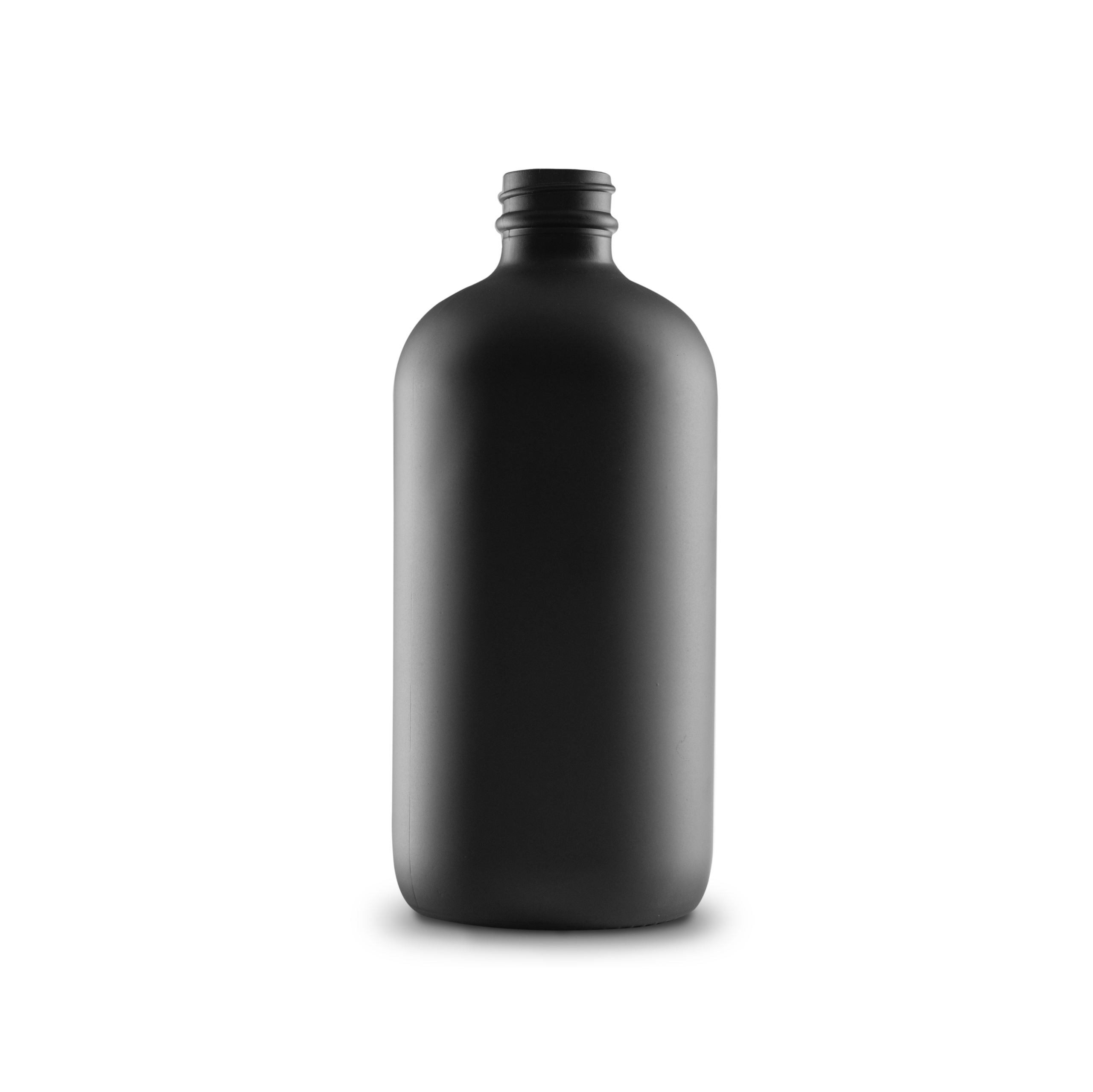 16 oz Black Frosted Glass Boston Round Bottle 28-400 Neck Finish ...