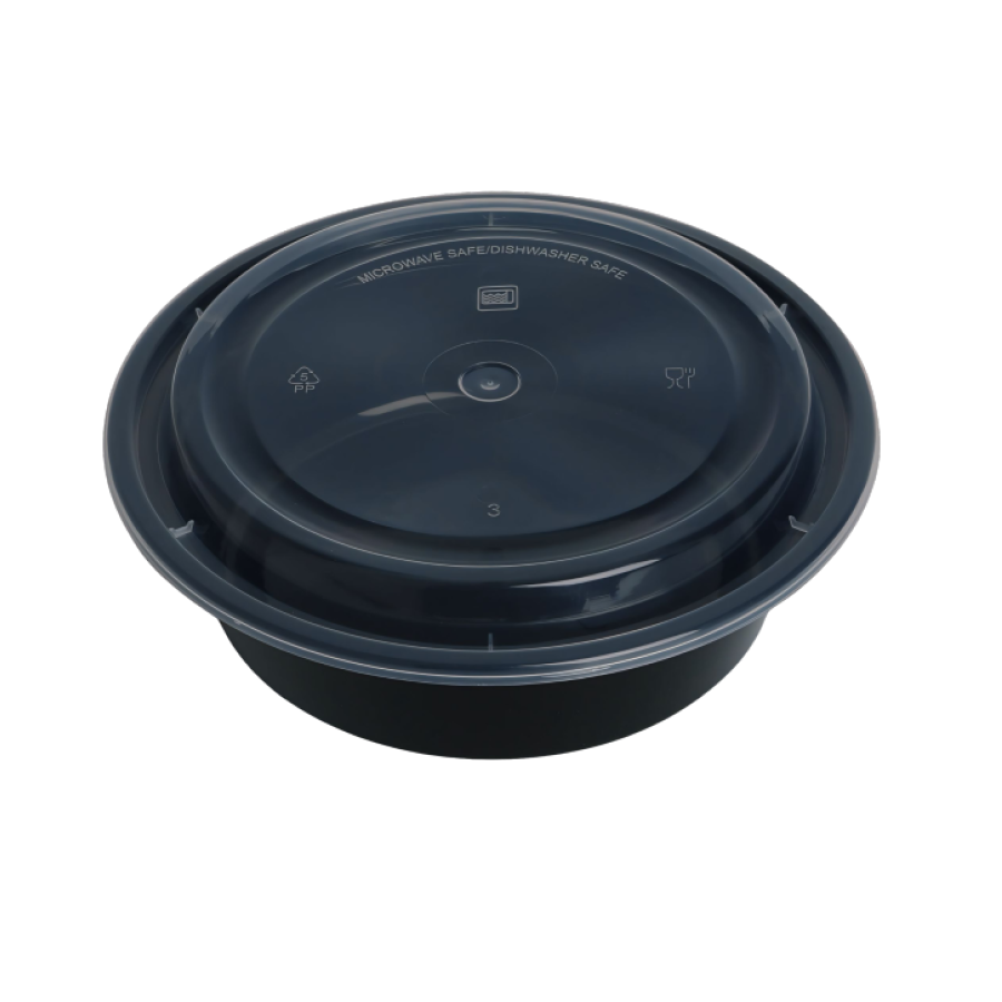 24 oz Black To Go Microwavable Containers with Lid | Packachange