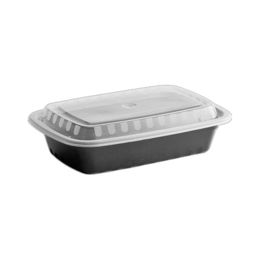 24 oz 8"x5 1/4"x2" Black Microwavable Takeout Containers | Packachange