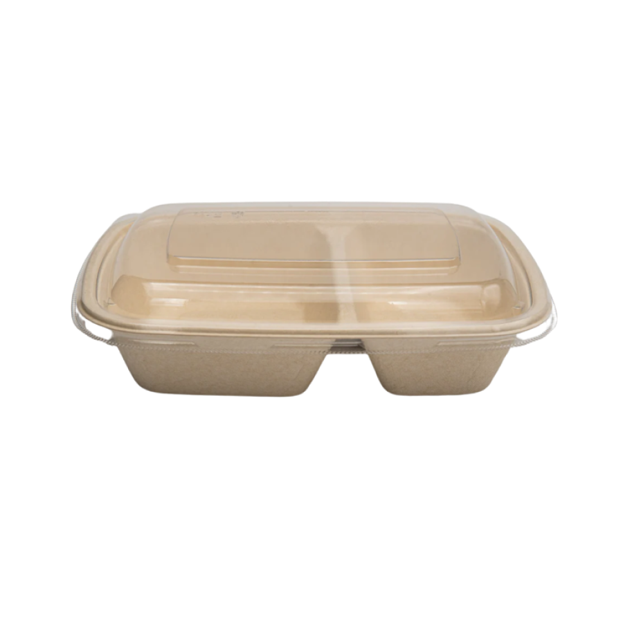 32 oz 2-Compartment Sugarcane Bagasse Containers with Lid | Packachange