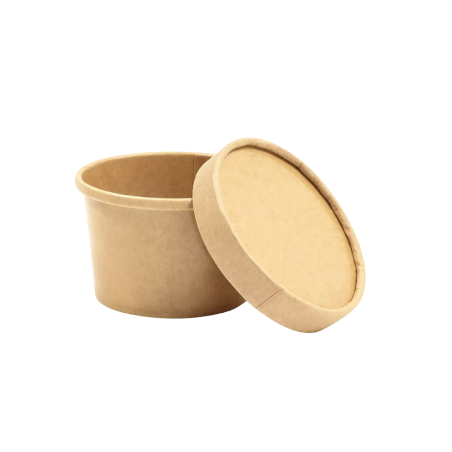 8 oz Kraft Paper Food Cup with Lid | Eco-Friendly Packaging | Packachange