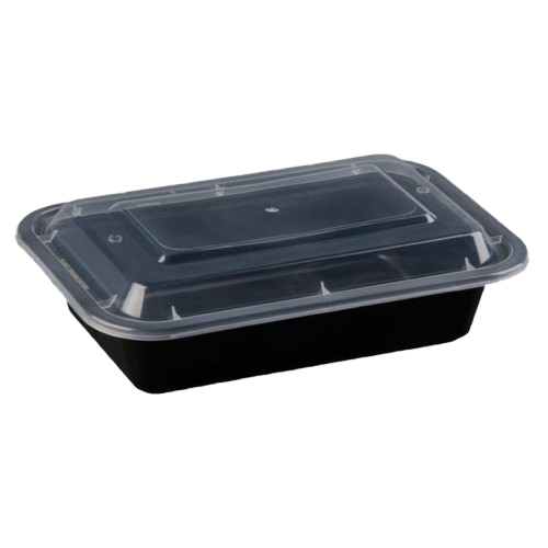 32 oz Black Rectangular Heavy Duty Container with Clear Lid - (150/Case ...
