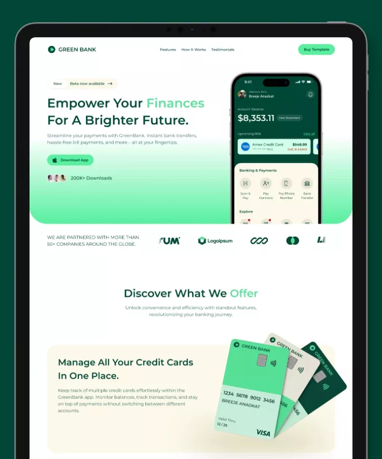 GreenBank — App Launch Website