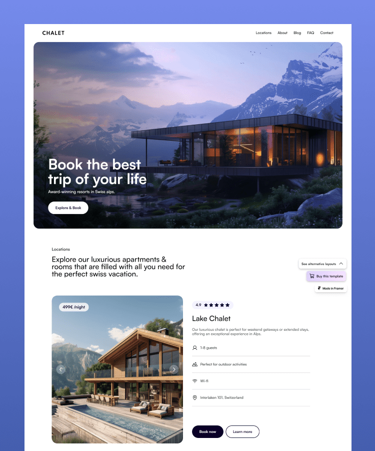 Chalet — Vacation Booking Template