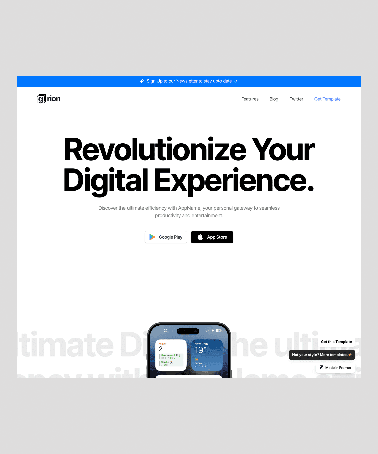 Grion — Mobile App Template