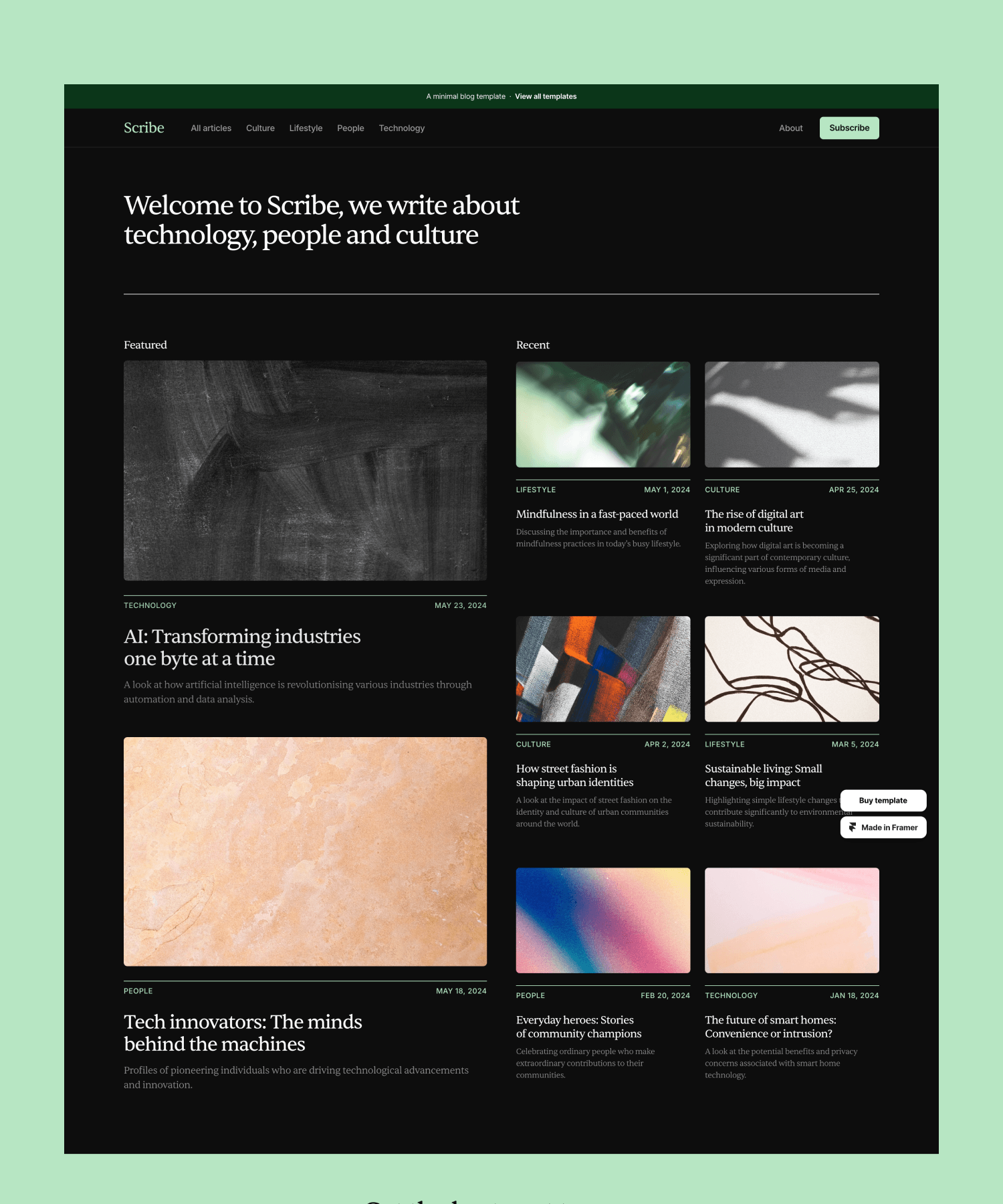 Scribe — Minimal and Clean Blog Template