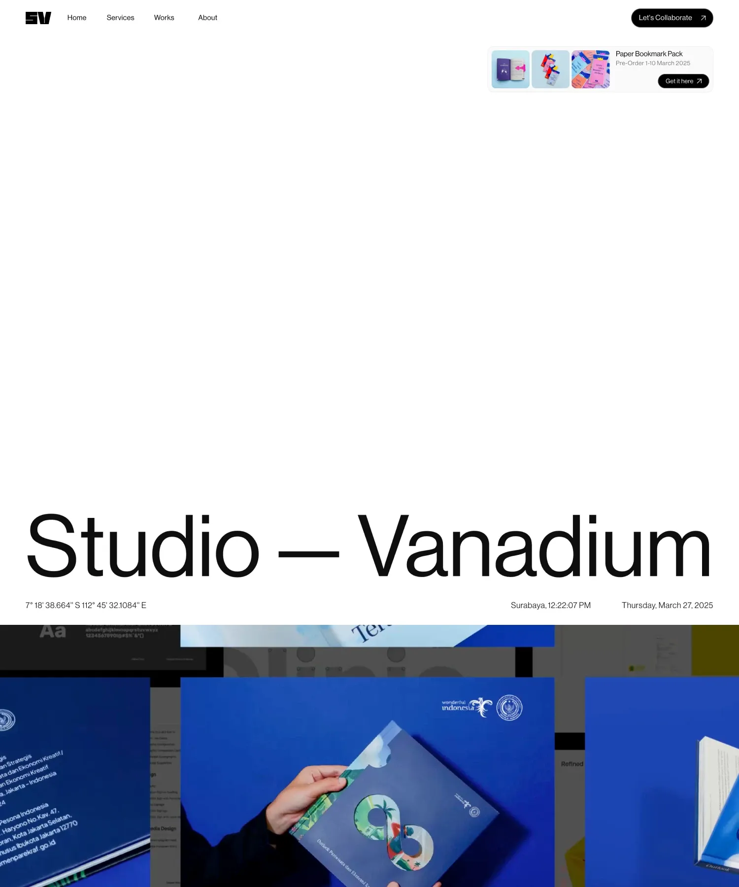 Studio Vanadium - Multidisciplinary design studio website