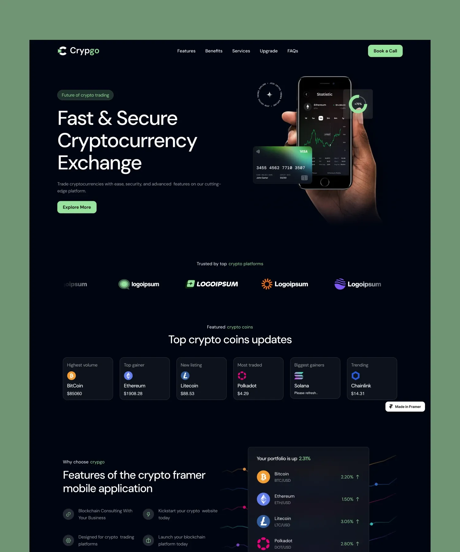 CrypGo Web — Cryptocurrency Landing page