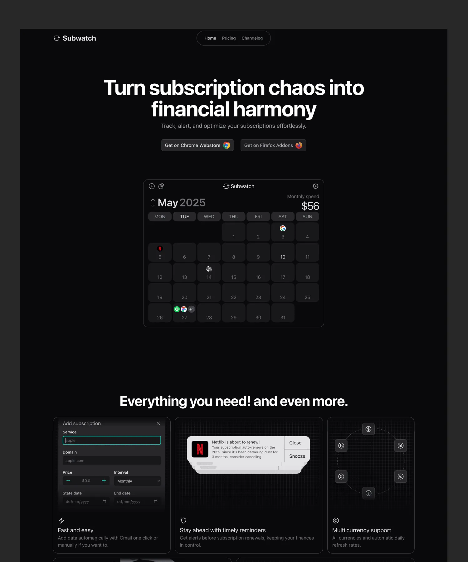 Subwatch - Turn subscription chaos into financial harmony