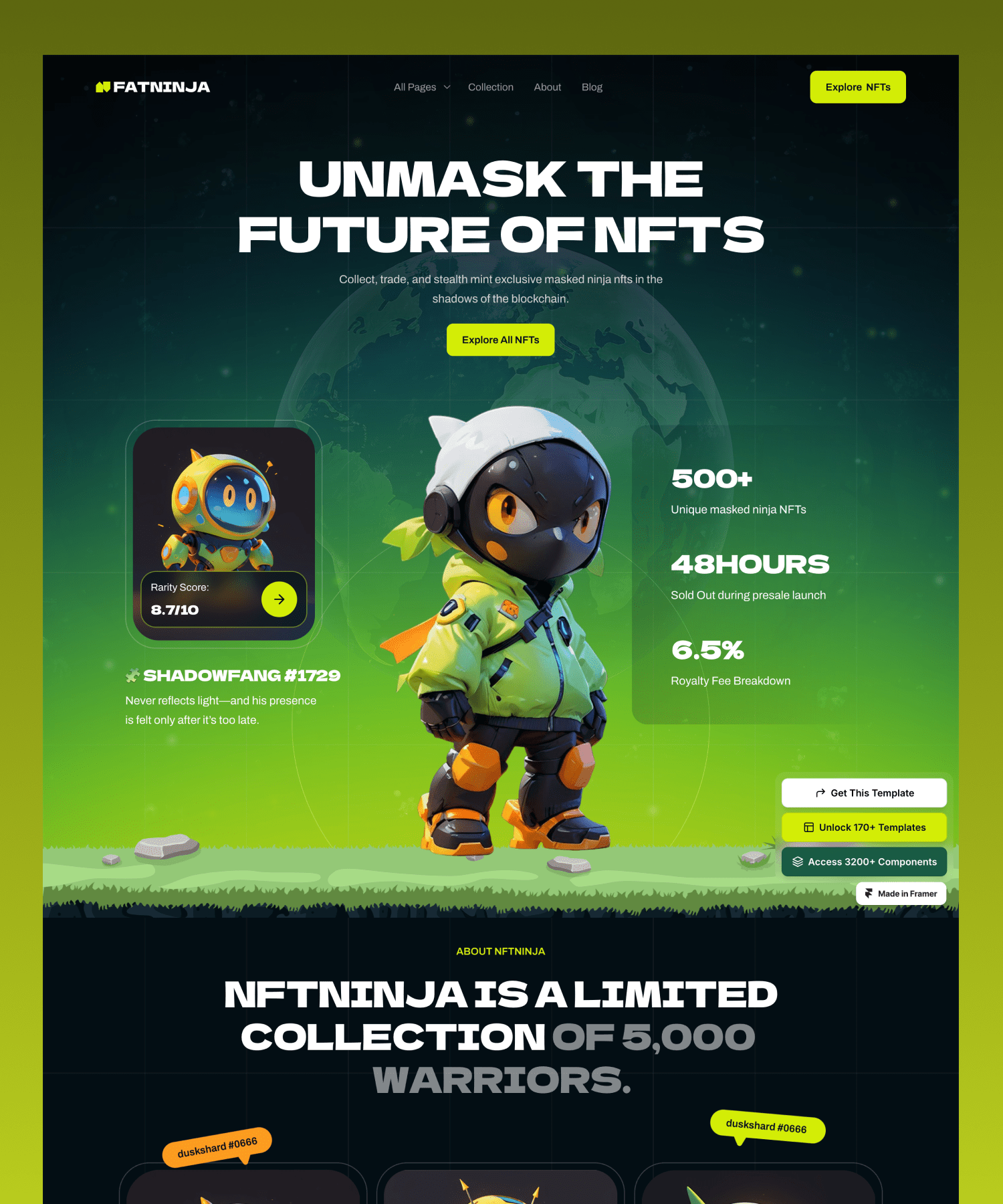 FatNinja — NFT Landing & NFT, Web3 Website