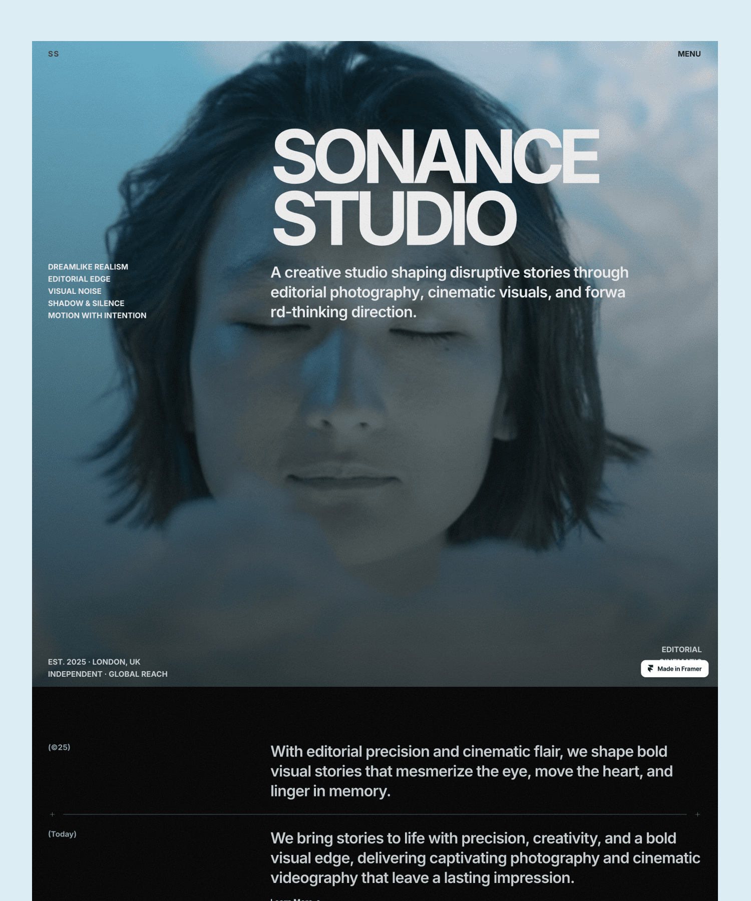 Sonance — Creative Studio Portfolio - FramerStore Preview