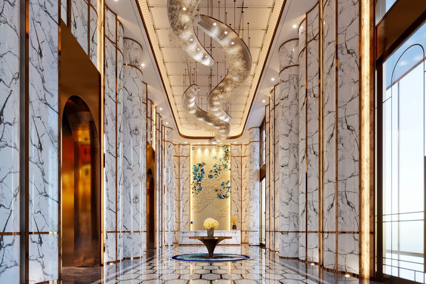 Installing Grand Chandeliers to Define Space in Emirates Palace Area Hotels