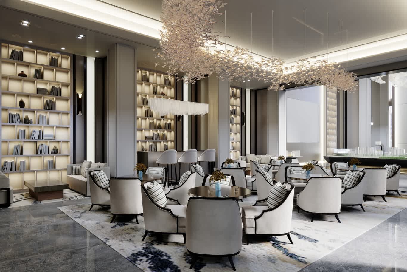 Installing Grand Chandeliers to Define Space in Emirates Palace Area Hotels