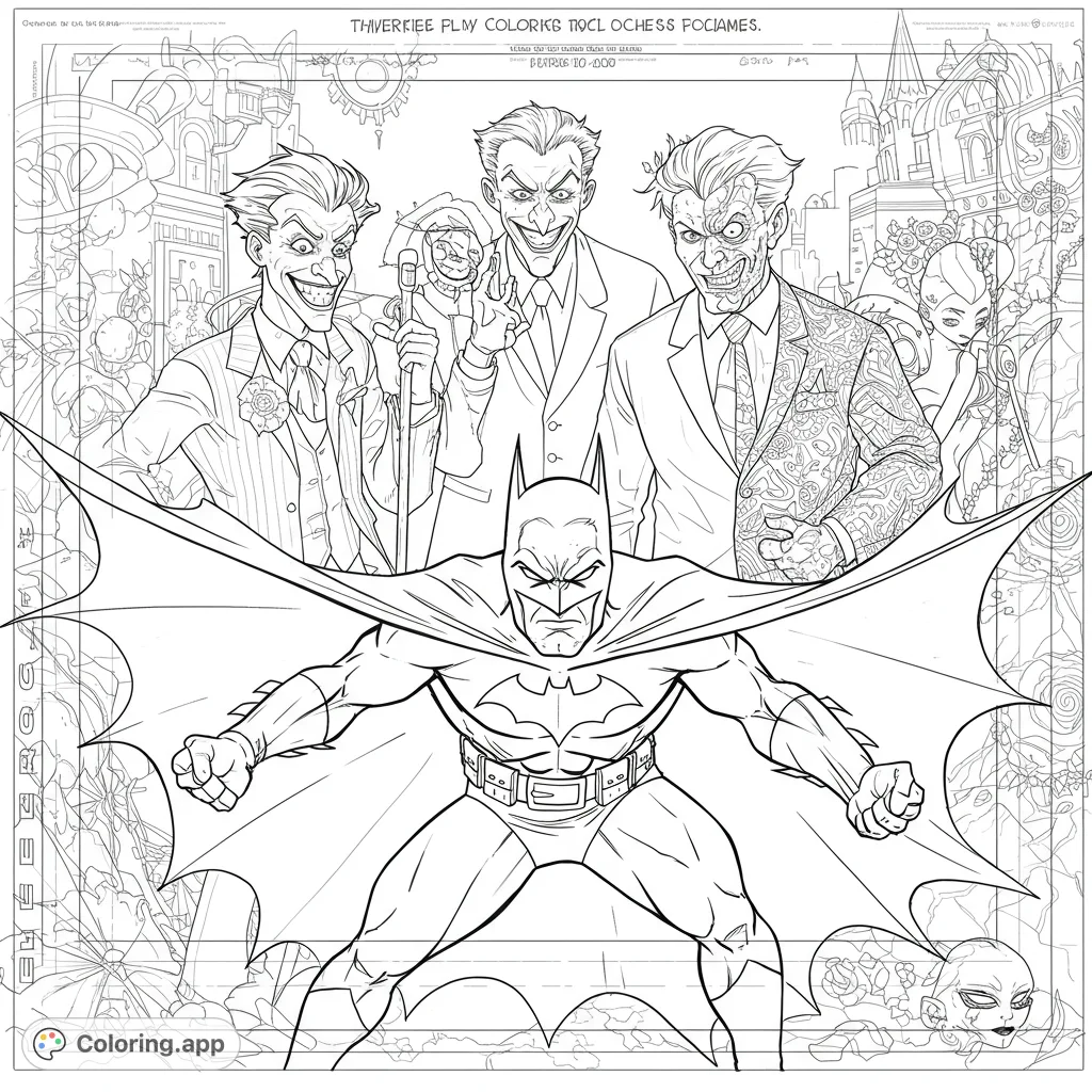 batman two face coloring page