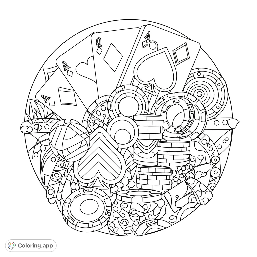gambling coloring pages