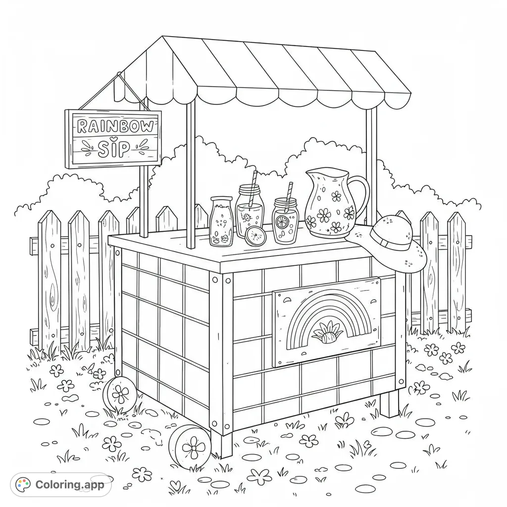Charming Lemonade Stand - Coloring.app