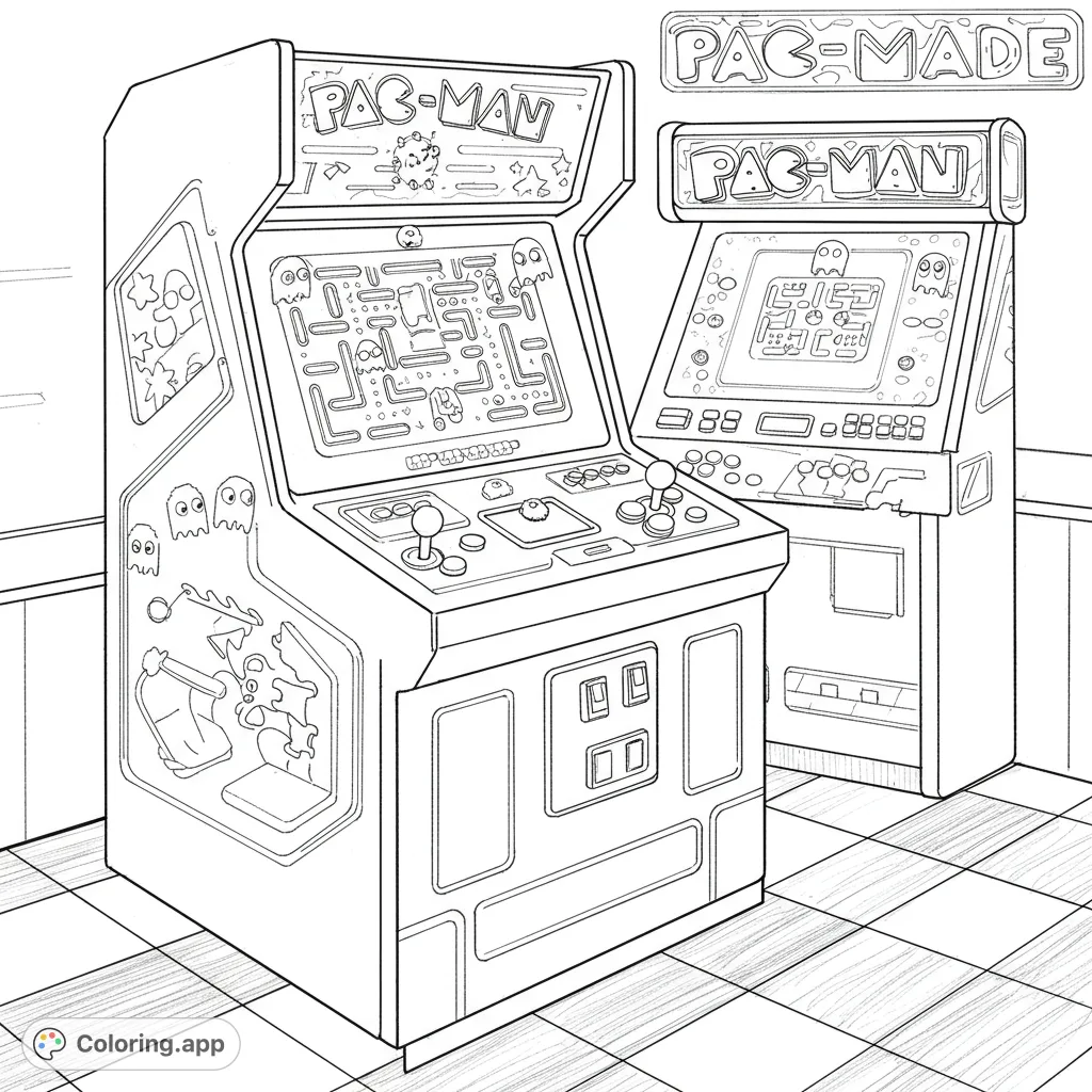 Classic Pac-Man Arcade Machines - Coloring.app