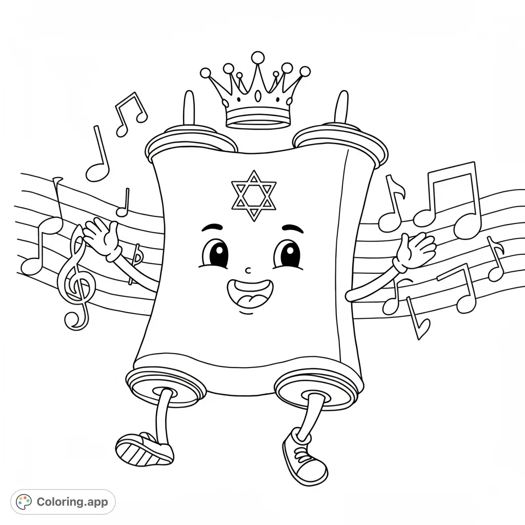 Happy Torah Scroll Coloring Page - Coloring.app