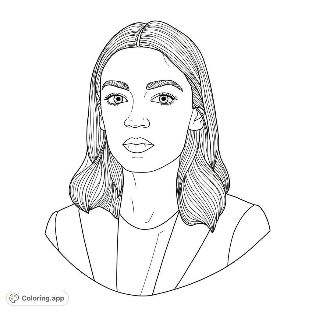Alexandria Ocasio-Cortez Coloring Page - Coloring.app