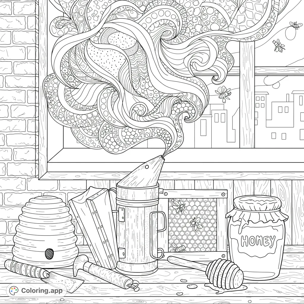 City Apiary: Beekeeper's Smoker Coloring Page - Coloring.app